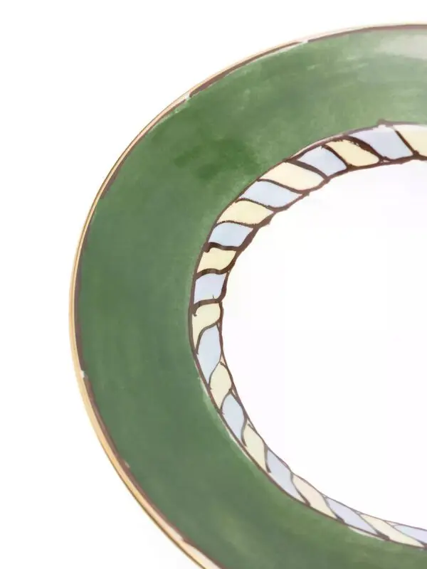 GINORI 1735 Gold-rimmed Braided-pattern Soup Plate Set