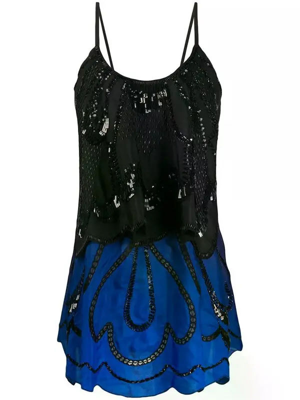 Alberta Ferretti Tiered Embellished Mini Dress