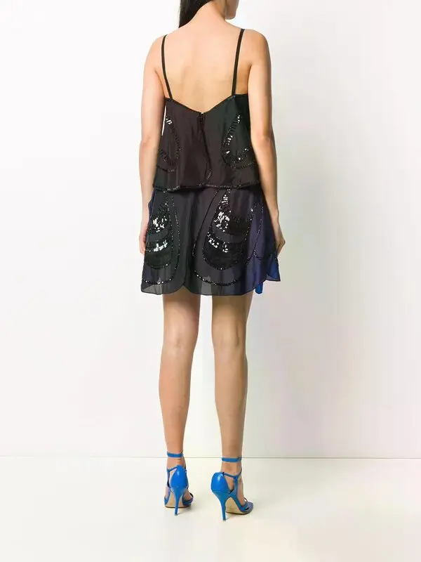 Alberta Ferretti Tiered Embellished Mini Dress