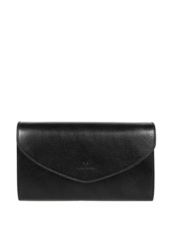 Il Bisonte Buttoned-flap Leather Clutch - Black