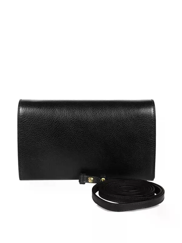 Il Bisonte Buttoned-flap Leather Clutch - Black