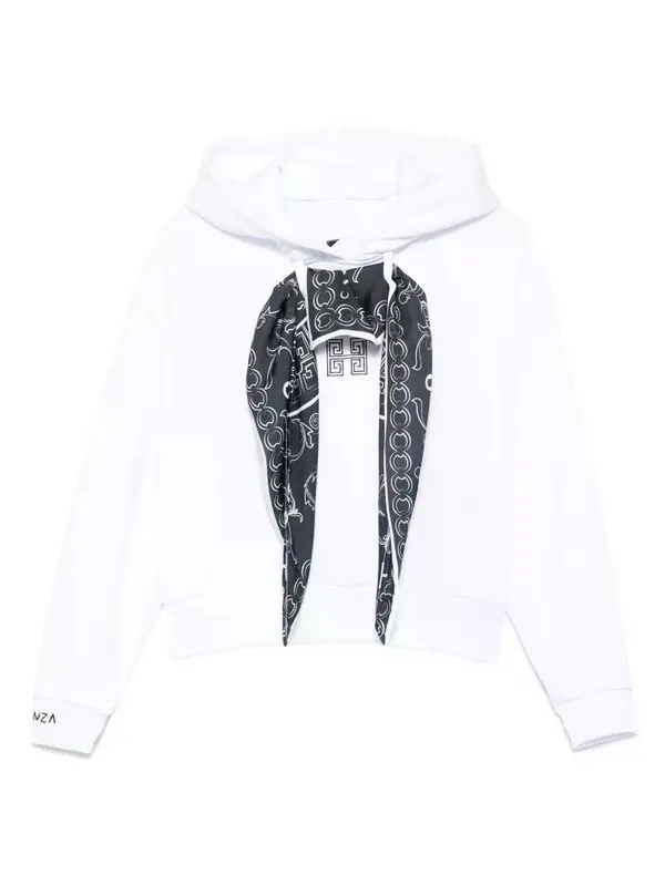 HAMZA Tiffany Scarf-detail Hoodie - White