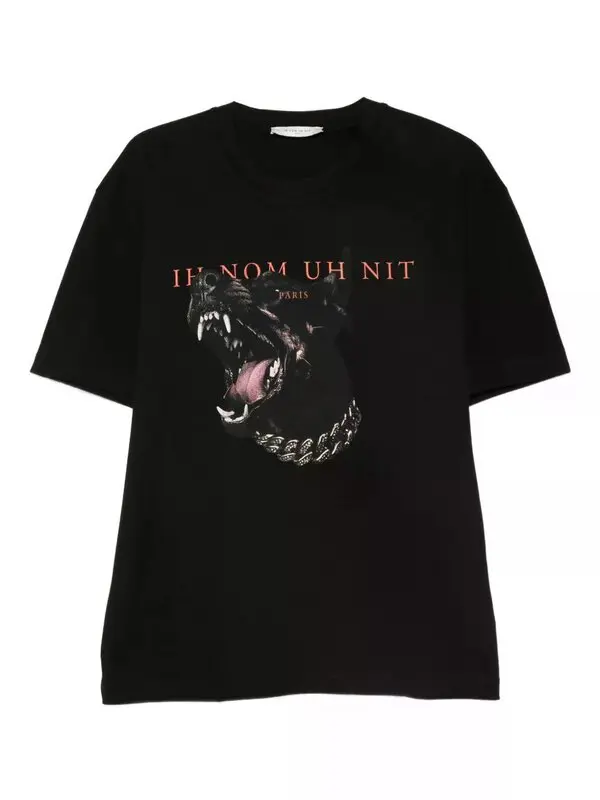 IH NOM UH NIT Dog-print Cotton T-shirt - Black