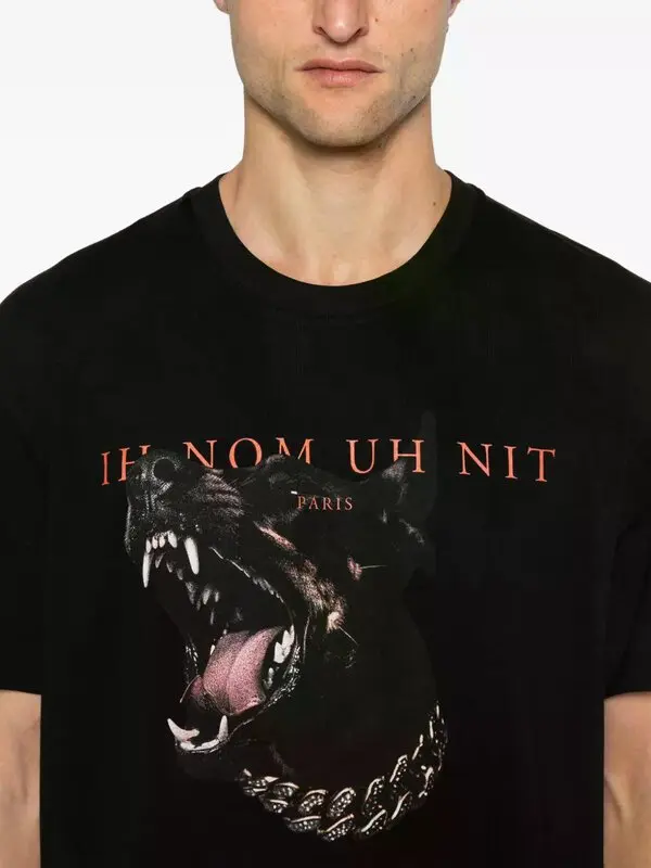 IH NOM UH NIT Dog-print Cotton T-shirt - Black