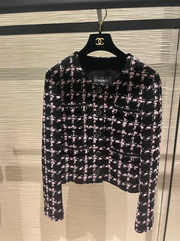 Chanel Tweed Jacket - Black And Pink