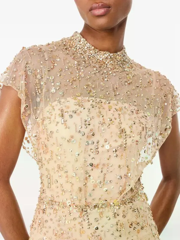 Jenny Packham Crystal-embellished Maxi Dress - Neutrals