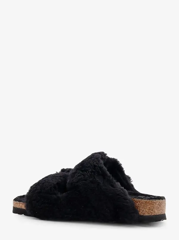 BIRKENSTOCK Arizona Big Buckle Teddy Slides - Black