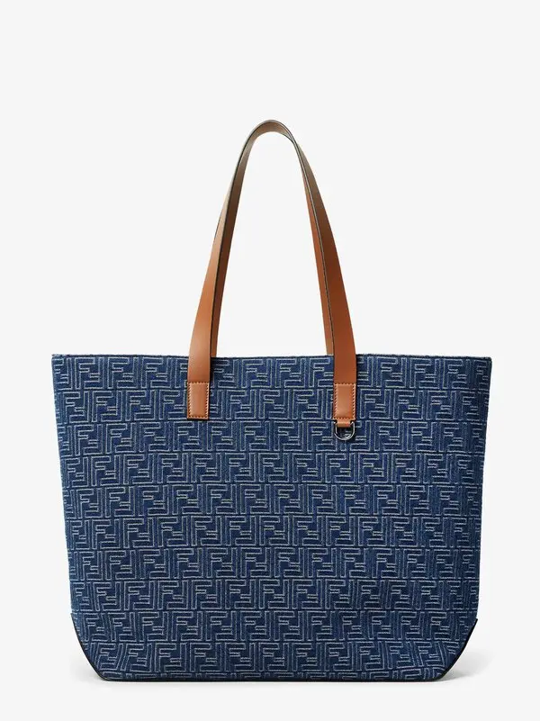Fendi Ff Jacquard Denim Effect Tote Bag - Blue
