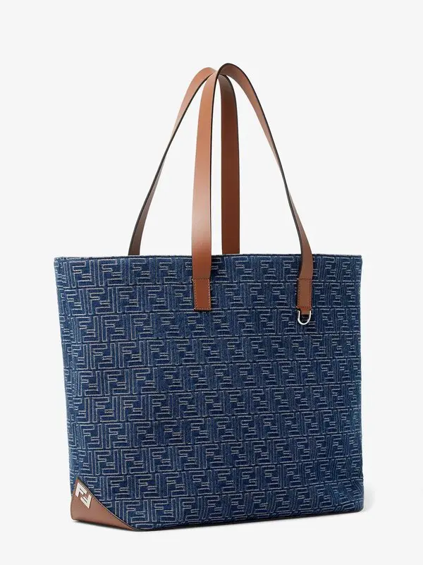 Fendi Ff Jacquard Denim Effect Tote Bag