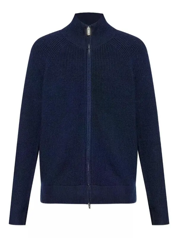 MARANT Ribbed Zip-up Cardigan - Blue