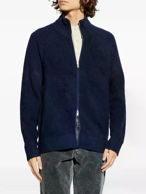 MARANT Ribbed Zip-up Cardigan - Blue
