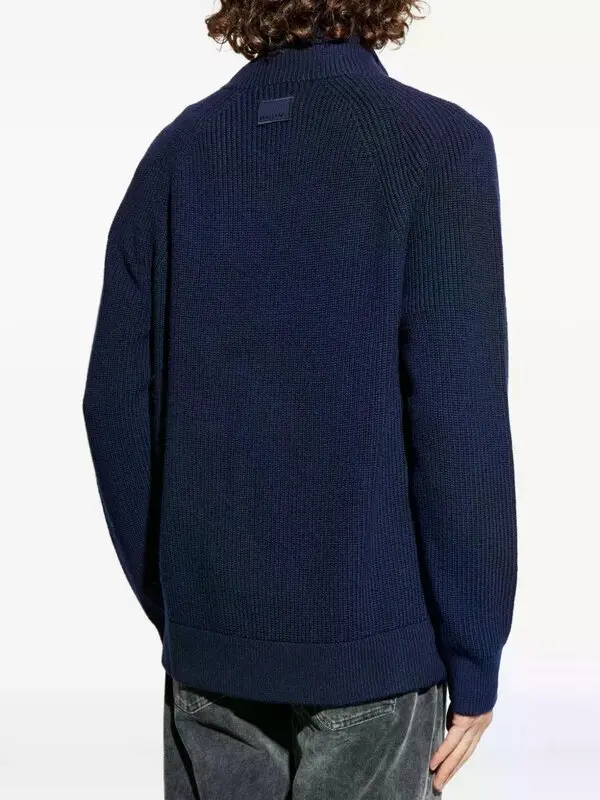 MARANT Ribbed Zip-up Cardigan - Blue