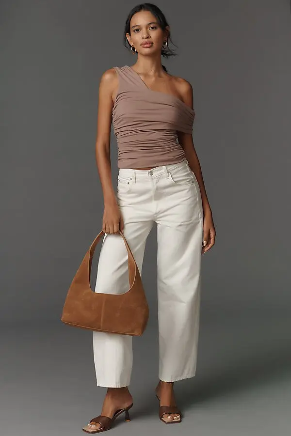 Susana Monaco Off-shoulder Ruched Tank Top - Chocolate