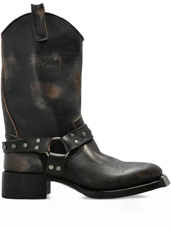 Dsquared2 Studded Leather Biker Boots