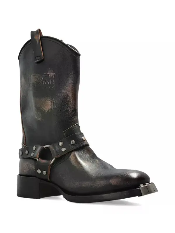 Dsquared2 Studded Leather Biker Boots