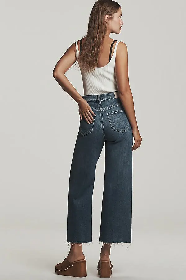 Paige Anessa High-rise Crop Wide Leg Jeans In Medium Wash