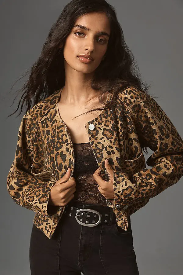 Blanknyc Cropped Utility Jacket Leopard Editorialist