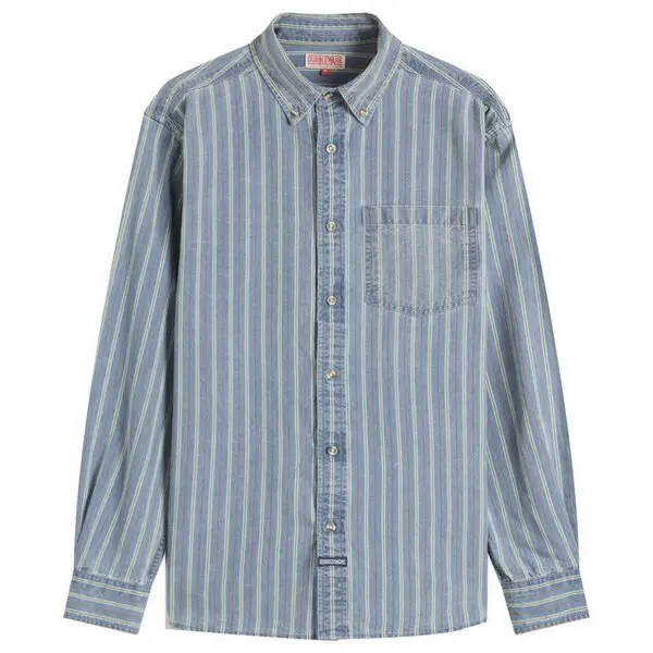 DUBBLEWARE Vintage B.d. Shirt - Denim Stripe Indigo Washed