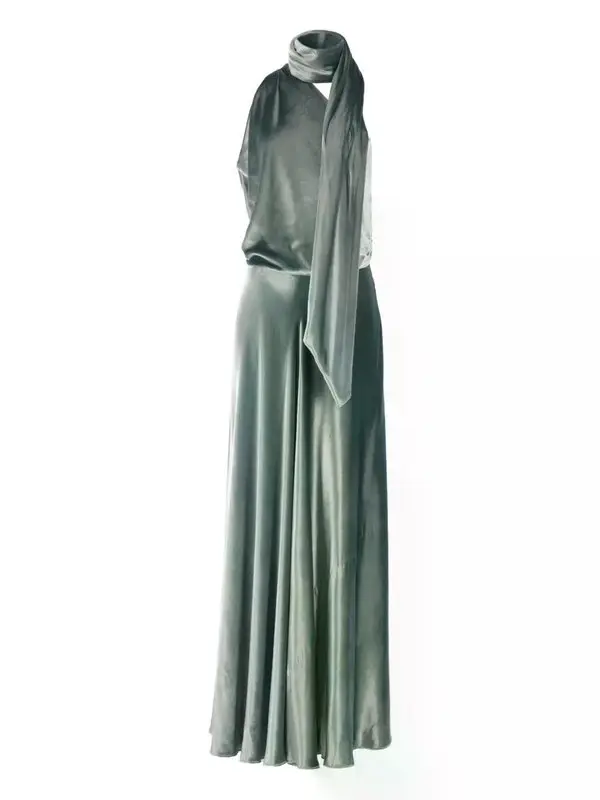 Alberta Ferretti Draped Cowl-neck Midi Dress