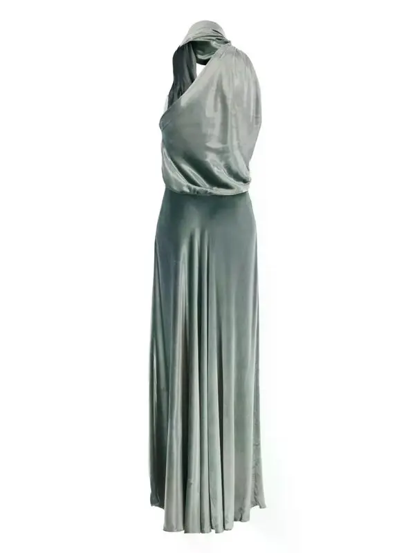 Alberta Ferretti Draped Cowl-neck Midi Dress