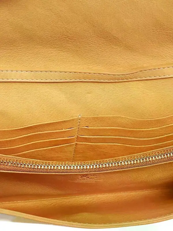 Il Bisonte Buttoned-flap Leather Clutch - Yellow