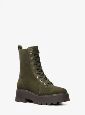 Michael Kors Blake Suede Combat Boots - Green