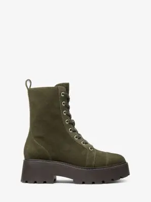 Michael Kors Blake Suede Combat Boots - Green