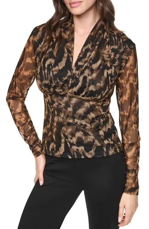Dkny Long-sleeve Mesh Shirt - Abstract