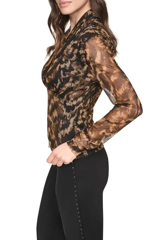 Dkny Long-sleeve Mesh Shirt - Abstract