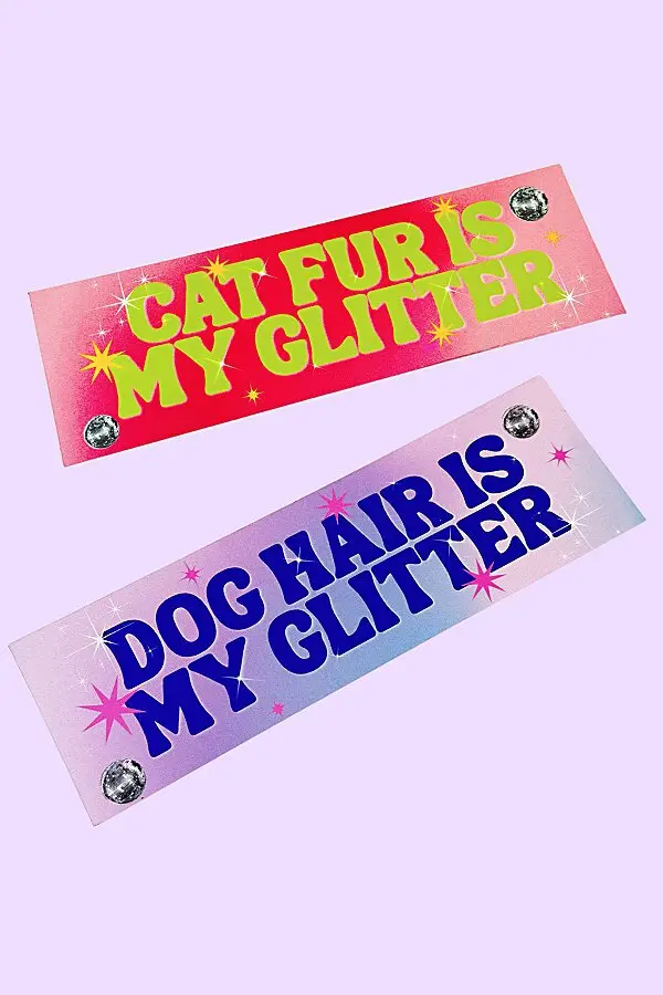 GOLDEN HOUR DESIGNS Pet Fur Is My Glitter Bumper Magnet - Pink