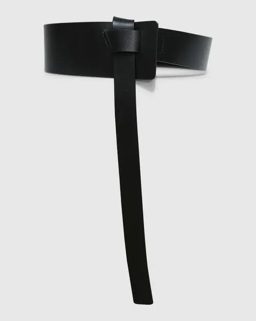 BELLE & BLOOM Leather Tie Belt - Black