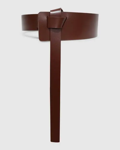 BELLE & BLOOM Leather Tie Belt - Brown