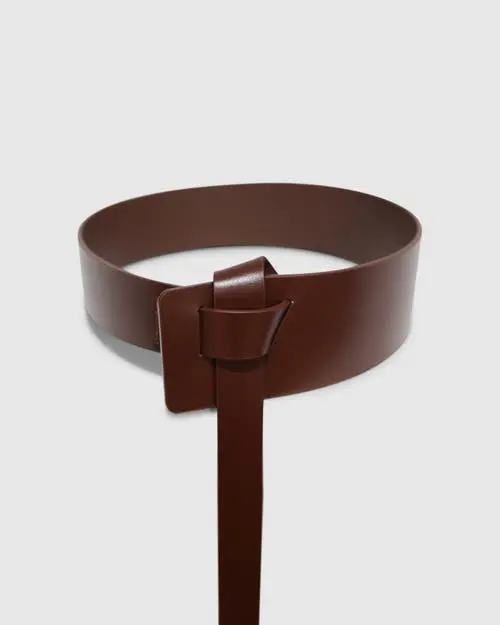 BELLE & BLOOM Leather Tie Belt - Brown