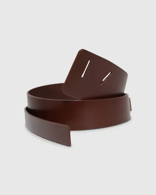 BELLE & BLOOM Leather Tie Belt - Brown