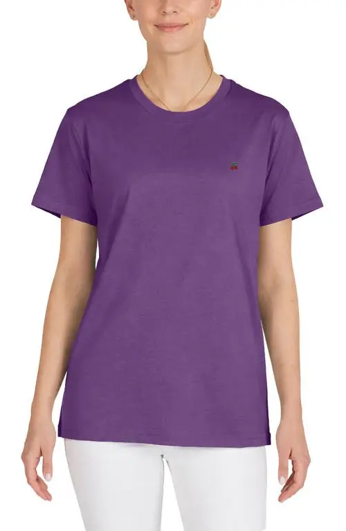 DALIX Jersey Tee With Embroidered Cherry - Purple