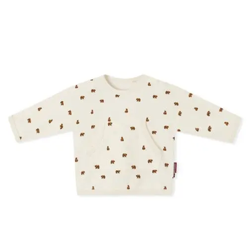 MILKBARN Waffle Knit Printed Pullover Sweater - Little Bear