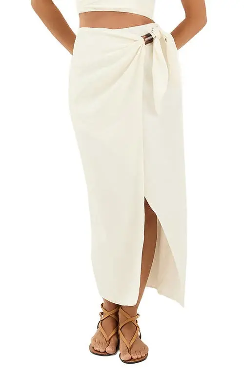 VIX PAULA HERMANNY Luna Linen Blend Cover-up Midi Skirt - Off White