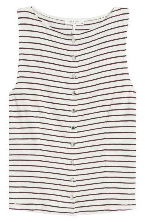 Rag & Bone Knit Stripe Boat Neck Tank - Brown Stripe