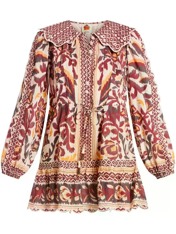 Farm Rio Printed Mini Dress - Neutrals