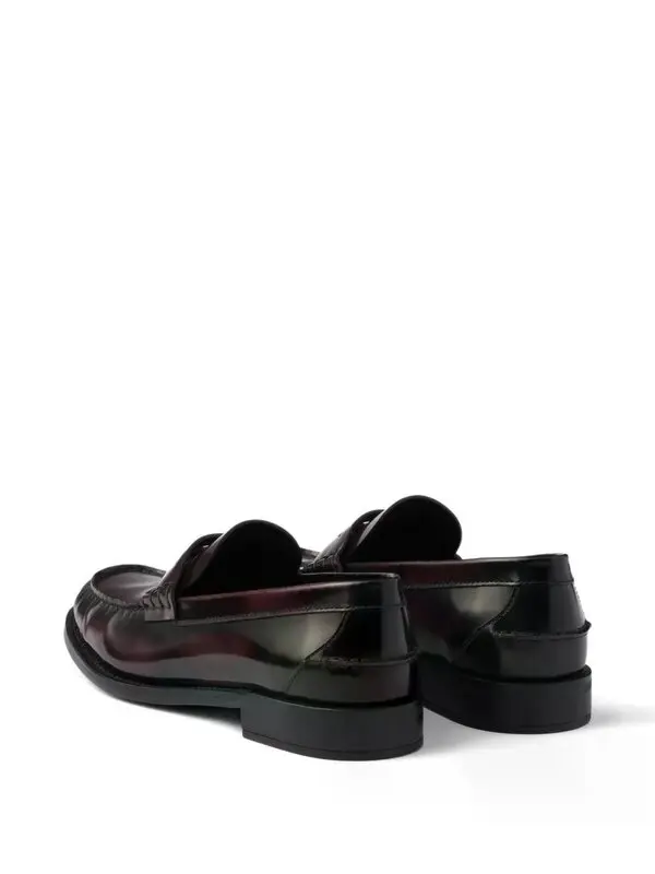 Prada Brushed Leather Loafers - Red