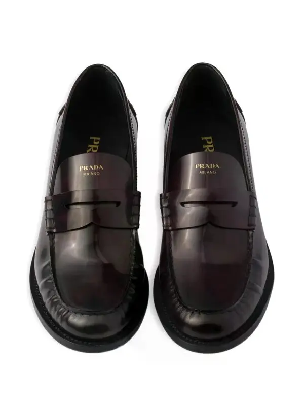Prada Brushed Leather Loafers - Red