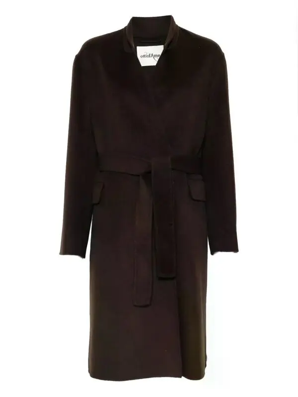 OTTOD'AME Belted Wool-blend Coat - Brown