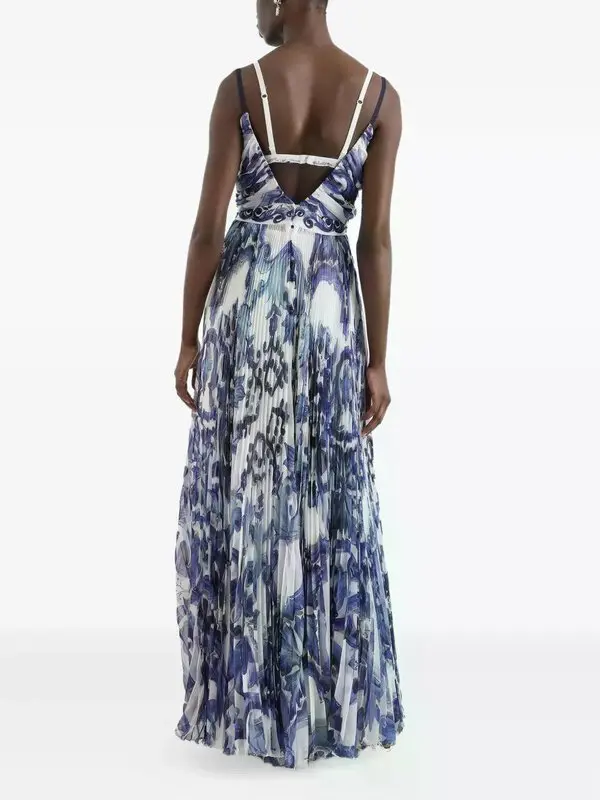 Dolce & Gabbana Pleated Print Dress