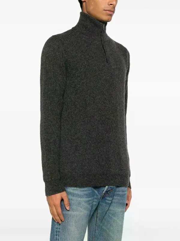 ROBERTO COLLINA Half-zip Ribbed-knit Jumper