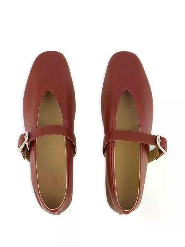 Le Monde Beryl Stella Buckle-strap Leather Ballet Flats - Red