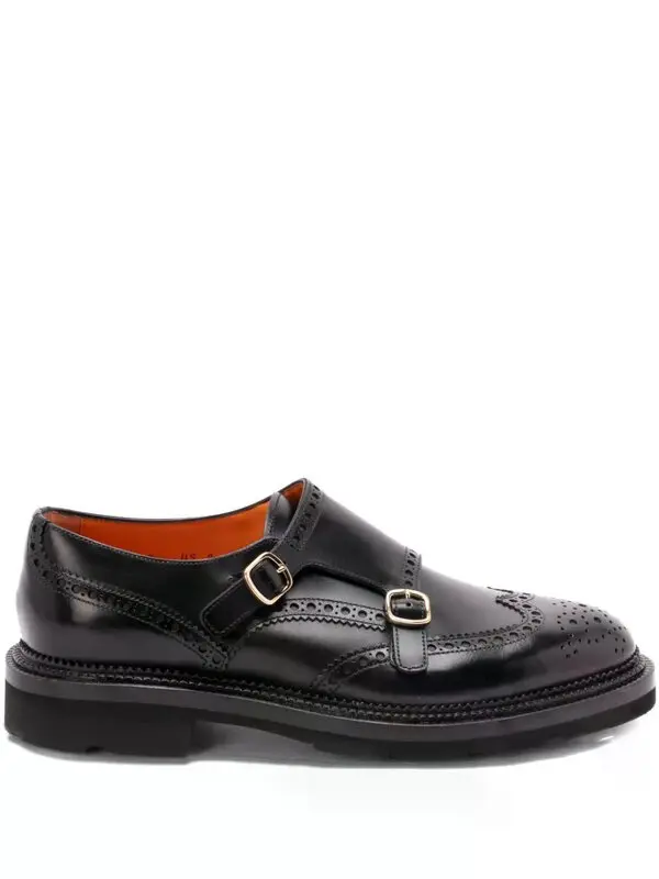 Santoni Leather Brogue Monk Shoes