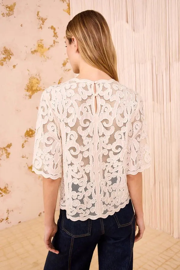 Ulla Johnson Appliqué Mesh Top