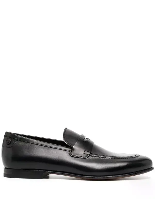 FERRAGAMO Leather Penny Loafers - Black
