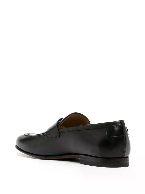 FERRAGAMO Leather Penny Loafers - Black