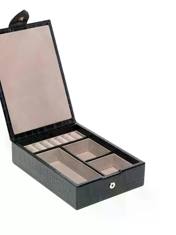 Smythson Crocodile-effect Leather Trinket Box